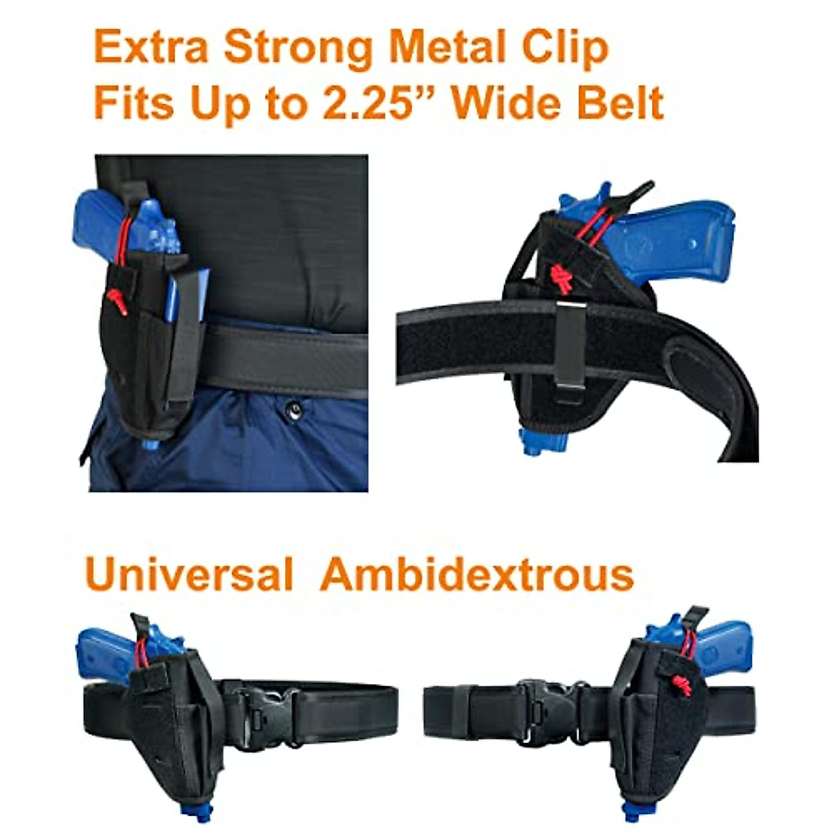 TAFTACFR Concealed Carry Holster IWB OWB Car Holster with Magazine Slot and Adhesive-Backed Hook for Right and Left Hand Draw Fits Subcompact to Large Handguns