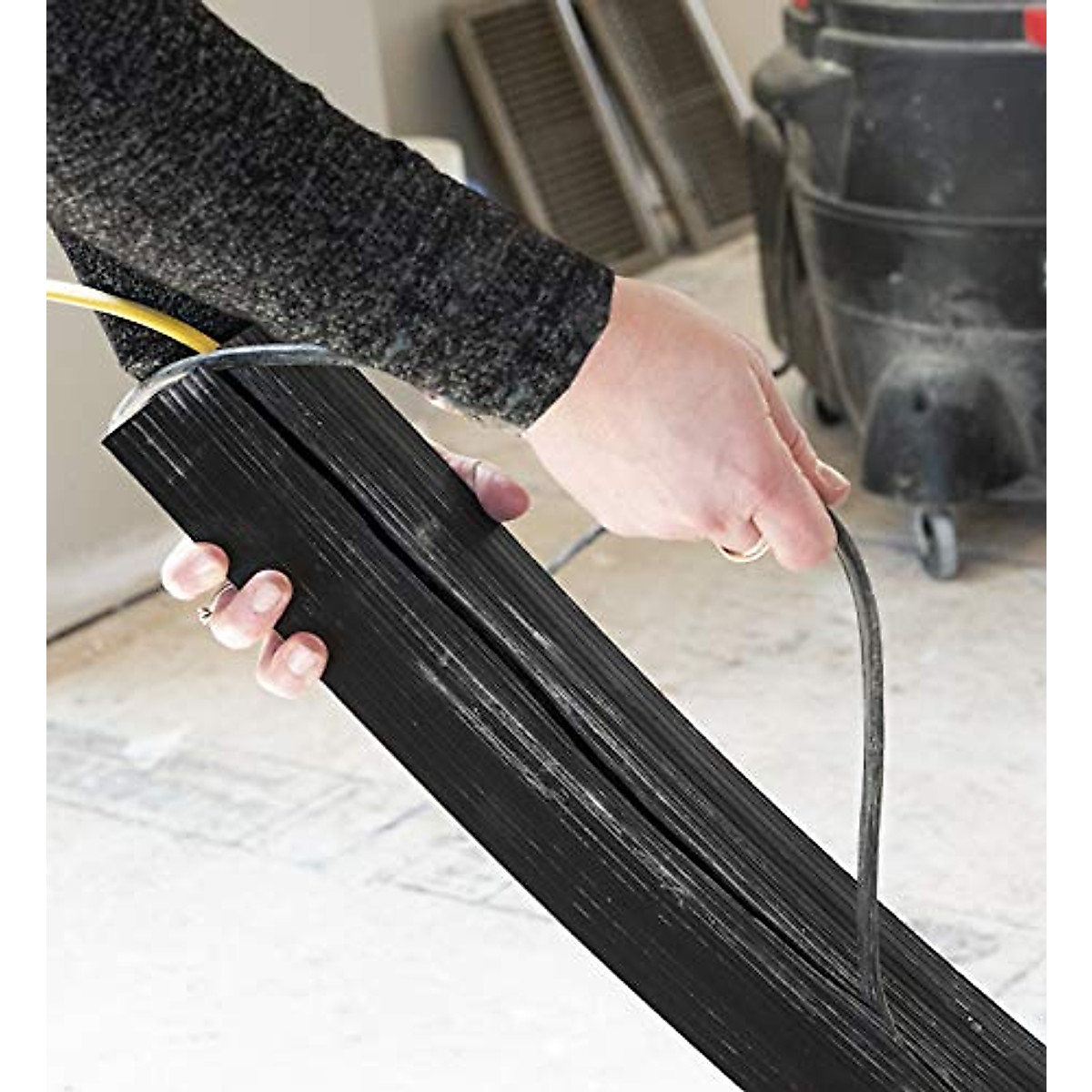 Line Boss 3-Channel Wire Hider, Cord Protector and Cable Organizer for Industrial Cable Management, 4.5 in. X 5 ft., Black, 6500-5C