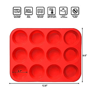 Walfos 2 Piece Silicone Loaf Pan Set and 2 Piece Silicone 12 Cups Regular Muffin Pan Set - Non-Stick Silicone, Just PoP Out ! Food Grade and BPA Free !