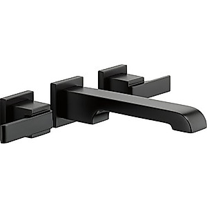 Delta Faucet Ara Wall Mount Faucet, Matte Black Bathroom Faucet, Wall Mount Bathroom Faucet 3 Hole, Widespread Bathroom Faucet, Matte Black T3567LF-BLWL