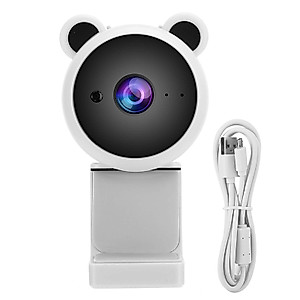 Jopwkuin Digital Computer Webcam, Living Colors Webcam with Microphone 30FPS with Microphone for Online Teaching for Internet Broadcasts(White)