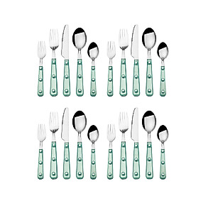 Mikasa Living Green Translucent 18/0 Stainless Steel 20-Piece Flatware Set, Service For 4, Green