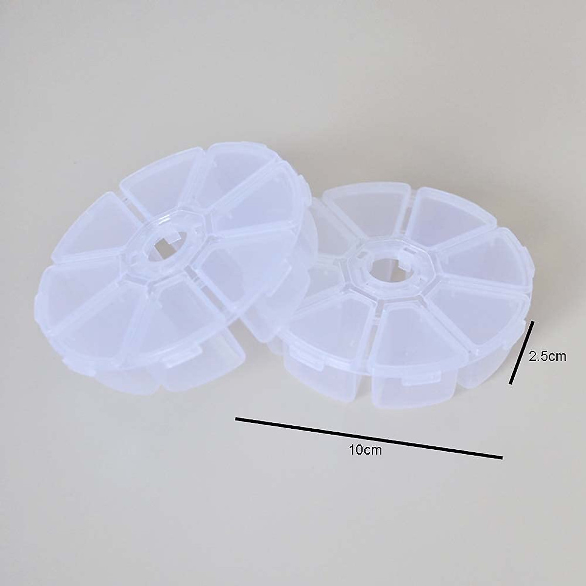 lasenersm 2 Packs Diamond-Paint-Art Storage Box 8 Grids Diamond-Paint-Art Container Plastic Round Bead Storage Containers Jewelry Organizer Storage Container Nail Art Storage Case, Transparent