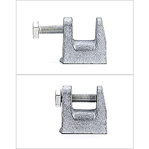 QWORK Beam Clamp, 10 Pcs 3/8" Zinc Plated Iron Safety Beam Clamp, 13/16" Jaw Opening