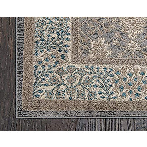 Unique Loom Salzburg Collection Area Rug - Gneis (6' 1" x 9' Rectangle, Gray/ Ivory)