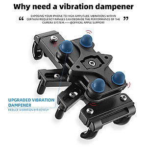 ROCKBROS Motorcycle Phone Mount Aluminum Alloy Bike Phone Mount Holder with Vibration Dampener, Cell Phone Holder for Motorcycle, Bicycle Scooter Universal Handlebar Mount Fits 4.7-7.1'' Phones