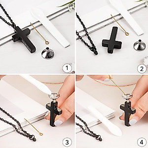 XIUDA Cremation Cross Necklace for Ashes Cross Urns Jewelry Locket Pendant Ashes Holder Stainless Steel Memorial Cremation Jewelry for Men Women