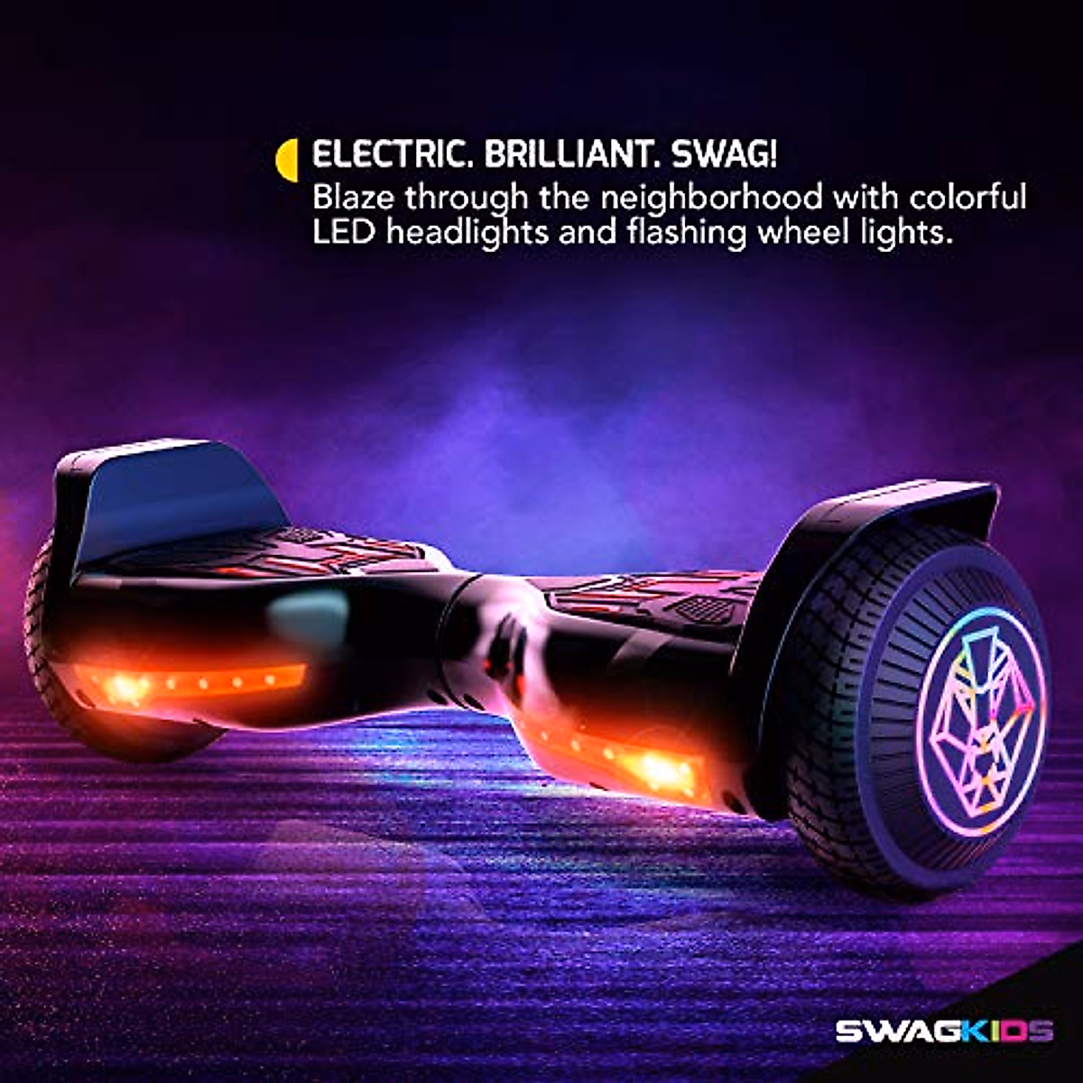 Swagtron Swagboard Twist 3 Self Balancing Hoverboard for Kids Multicolor LED Wheels and LiFePo Battery Technology, Pink