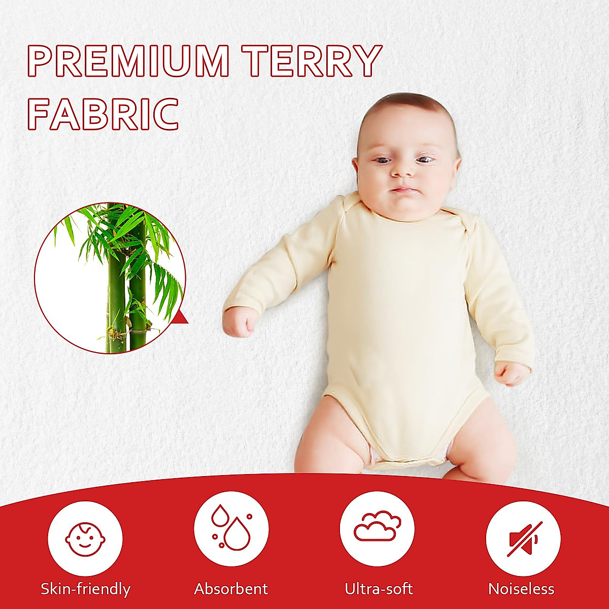 Pack and Play Sheets & Waterproof Terry Pack N Play Mattress Protector Pad Cover 4 Pack, Viscose Made from Bamboo Pack N Play Sheets Set, Grey & Pink