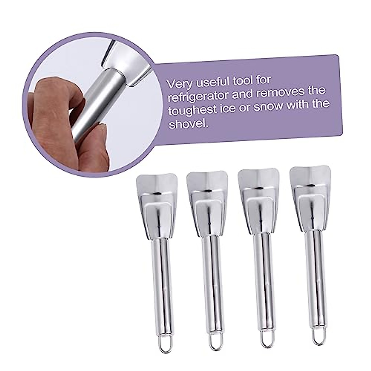 Happyyami 4pcs Stainless Steel Icing Spatula refrigerator for car stainless steel ice scoop squeegee for car Fridge Ice Remover fridge freezer Fridge Dredging Kit Refrigerator Ice Shovel arc