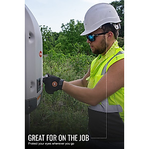 Bullhead Safety Pompano Polarized Safety Glasses, ANSI Z87+, Performance Fog Technology and Scratch Resistant Lenses, Polycarbonate Eyewear with UV Light Protection, Ice Blue Lenses, Matte Black Frame