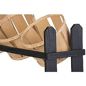 Displays2go Rustic Wooden Merchandising Rack, Three Levels, Nine Baskets - Black Frame (PN9BKTBLK)