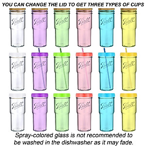 XLSXEXCL 6 Pack Mason Jar Cups with Lids and Straws, 24 OZ Reusable Ice Coffee Cups Mason Drinking Glasses Tumbler Cups Set for Boba Tea, Smoothies, Cold Brew, Beer