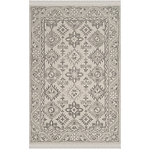 SAFAVIEH Aspen Collection Accent Rug - 4' x 6', Light Grey & Grey, Handmade Boho Braided Tassel Wool, Ideal for High Traffic Areas in Entryway, Living Room, Bedroom (APN120A)