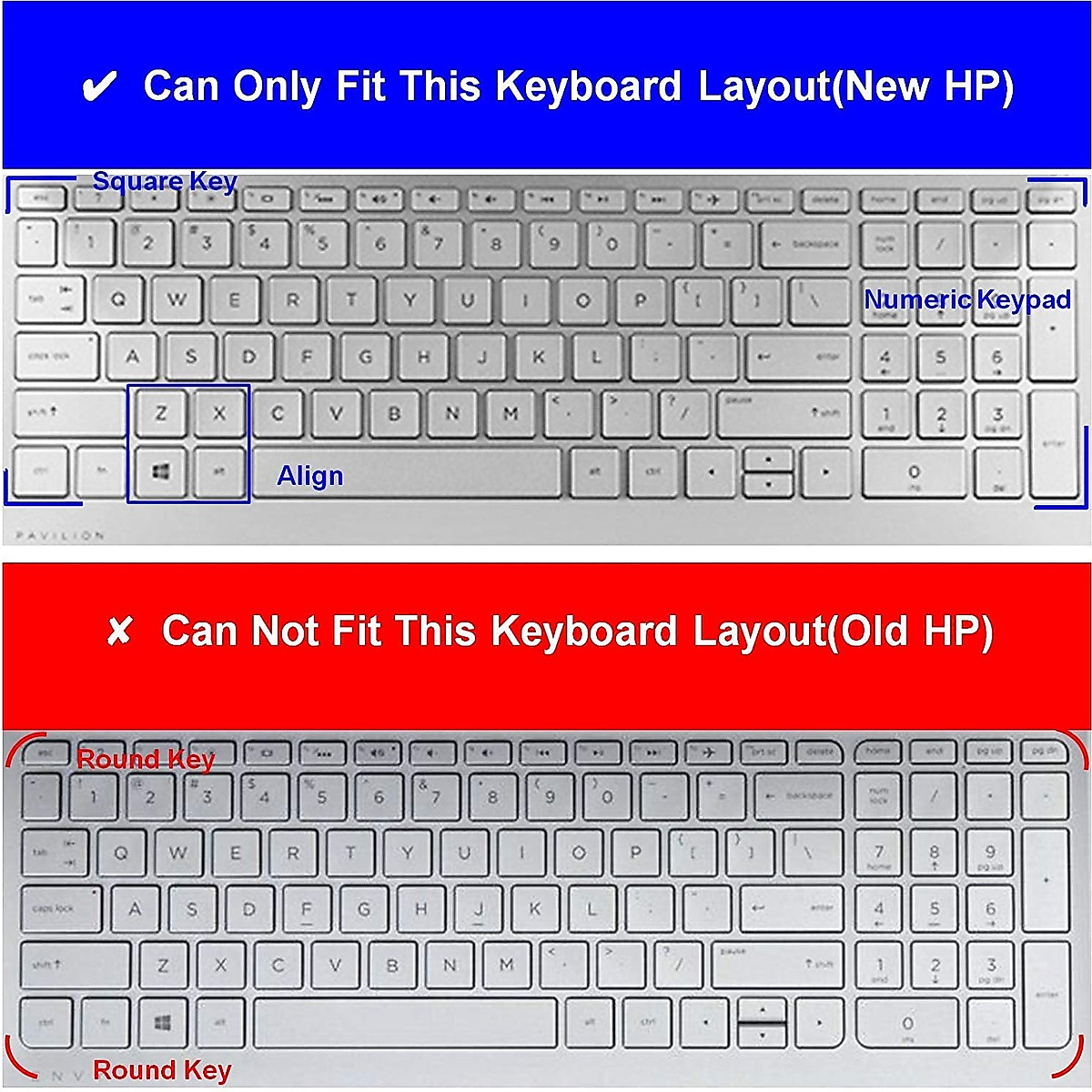 Keyboard Cover Compatible with HP Envy x360 15.6” Series /2020 2019 HP Pavilion 15 HP Pavilion x360 15.6” Series/HP Envy 17 17.3" Series/HP Laptop 15t 17t 17-ca0011nr-by0040nr -Ombre Hot Blue