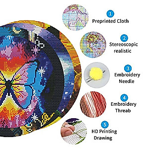 4 Packs Stamped Cross Stitch Kits,Landscapes Butterfly Counted Cross Stitch Kits for Adults Beginners,DIY Full Range of Needlepoint Kits Needlecrafts Embroidery Arts and Crafts for Home Decor,12"x16"