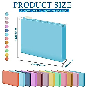 Yaomiao 24 Pack Hanging File Folders Letter Size Expanding File Folders with 1 Inch Expansion Hanging File Folders for Filing Needs(Multicolor)
