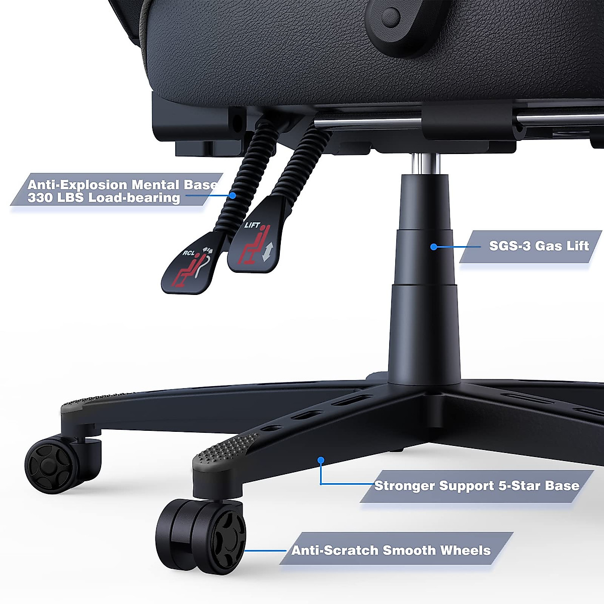 ELECWISH Gaming Chair, Reclining Computer Chair with Footrest and Lumbar Support, High Back Ergonomic Gamer Chair for Adults, Gaming Desk Chair with Headrest PU Leather