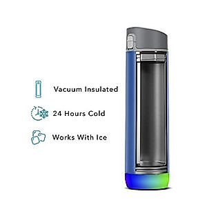Hidrate Spark PRO Smart Water Bottle - Tracks Water Intake & Glows to Remind You to Stay Hydrated - Chug Lid, Steel, 21 oz, Deep Blue