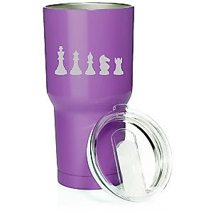 Smooth Body Tumbler Stainless Steel Vacuum Insulated Travel Mug Cup Gift Chess Pieces (30 oz, Purple)