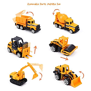 Jellydog Toy Small Construction Trucks , Kids Construction Vehicles Toy, Friction Powered Kids Dumper Truck, Bulldozers,Forklift,Tank Truck, Asphalt Car, Excavator Toy for Children