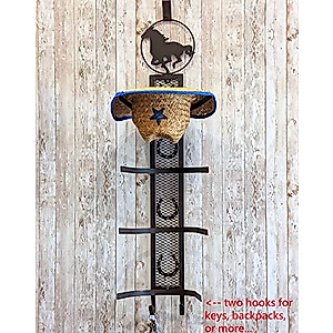 BestGiftEver Rustic Western Country Metal Horse 4 Cowboy Hat Rack Wall Mounted/Over The Door Holder
