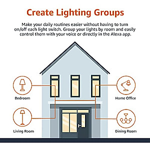 Amazon Basics Smart A19 LED Light Bulb, Color Changing, 60W Equivalent, 800LM, Works with Alexa Only, 2.4 GHz Wi-Fi, No Hub Required, 4-Pack