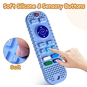 Scuwtocn 2 Pack Silicone Baby Teething Toys, Remote Control Shape Teething Toys for Babies 6-12 Months, BPA Free Baby Teethers Relief Soothe Toys, Baby Chewing Toys for Toddlers - Pink & Blue