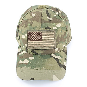 GES Tactical Hat for Men with 2 Pieces Military Patches, Operator Hat with USA Flag