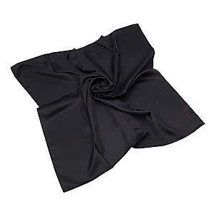TrendsBlue Elegant Large Silk Feel Solid Color Satin Square Scarf Wrap 35", Black