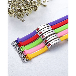 JF.JEWELRY Personalized Medical Alert ID Bracelet | Silicone & Stainless Steel Medical Emergency Bracelet Free Engraved,Adjustable 5.0-7.5 inches