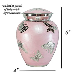 Custom Engraved Pink Butterfly Medium Cremation Urn