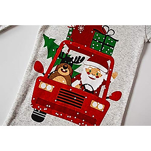 KikizYe Christmas Reindeer Santa Claus Car gift Little Boys Long Sleeve Pajamas 100% Cotton Holiday Grey Sleepwears Toddler Size 2T