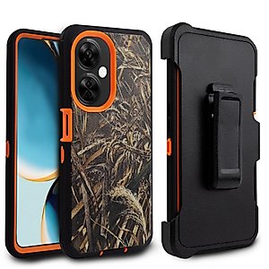 Customerifrst Shockproof Phone Case Compatible OnePlus Nord N30 5G with Belt Clip Holster Phone Case, Heavy Duty Rugged Full-Body Cover with Kickstand Built in Screen Protector (Camo)