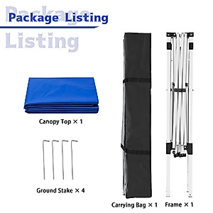 Oneofics Canopy Tent, 10X10 FT Pop Up Canopy Outdoor Instant Tent Slant Legs with Carrying Bag, Portable Gazebo Shelter for Patio Deck Garden and Beach - 8X8 FT Canopy Cover (Blue)