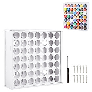 NBEADS 49-Hole Craft Paint Storage Organizer, 12.4x3.94x12.99 Inch Vertical Paint Rack Stand Plastic Paint Organizer Stands Pigment Wall Mounted Storage Rack for Art Supplies Painting, White