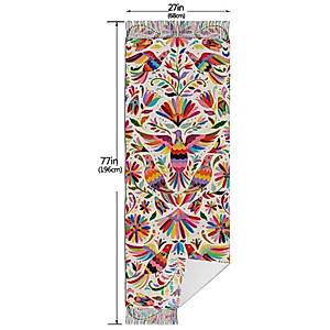 QBahoe Mexican Floral Ethnic Art Birds Paisley Cashmere Scarf For Women Men Lightweight Oversized Fashion Soft Winter Scarves Fringe Shawl Wrap