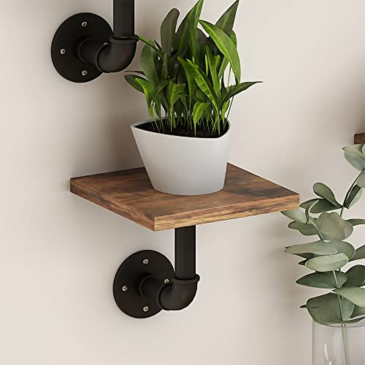 59 Inches Long Farmhouse Industrial Large Floating Reclaimed Wood Shelves for Wall Decor Set of 5 Hanging Storage Pipe Shelf Rustic Wood Wall Shelves for Bathroom, Living Room, Kitchen, Laundry Room