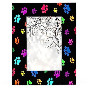 Colorful Dog Cat Paw 4x6 Picture Frame Wood Photo Frame for Tabletop Display Wall Mount Picture Frame Display 4x 6 Inch Photo Wall Decor Home Gift Frames