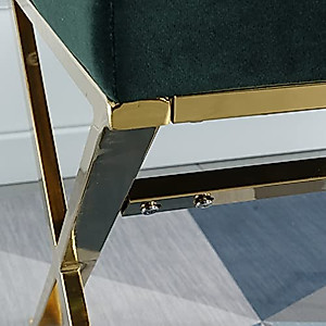 GYZAD Modern Sofa Bench-Turquoise Bench Bench-Dining Room Bench-with Stainless Steel and Velvet Ottaman,Bench Chair,Benches for Bedroom,Livingroom,Metal,Gold Plated Legs,Green