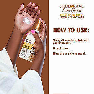 Creme Of Nature, Leave in Conditioner Pure Honey, Coconut Oil And Shea Butter Formula, For Dry Damaged Hair, 8 Oz