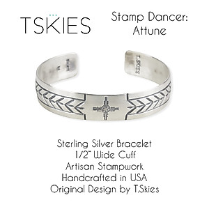Turquoise Skies TSKIES Stamp Dancer: Attune Sterling Silver Cuff Bracelet (small)