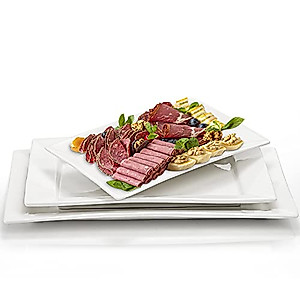 Suwimut 3 Pack White Serving Platters for Entertaining, Large Porcelain Serving Plates Rectangular Trays for Parties Serving Food, Fruit, Appetizers, Microwave and Dishwasher Safe