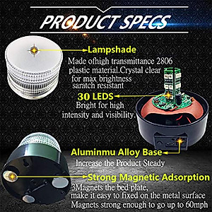 TOPKU Battery LED Strobe Light, Rechargeable Magnetic Flashing Emergency Warning Beacon,8 Color Remote Control, Univisal for Vehicles