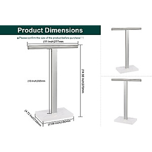BathAce Hand Towel Holder, T-Shape Hand Towel Stand for Bathroom, Stand Hand Towel Rack Free-Standing Towel Bar for Bathroom Kitchen Countertop, 304 Stainless Steel (14IN-Marble Base, Brushed)