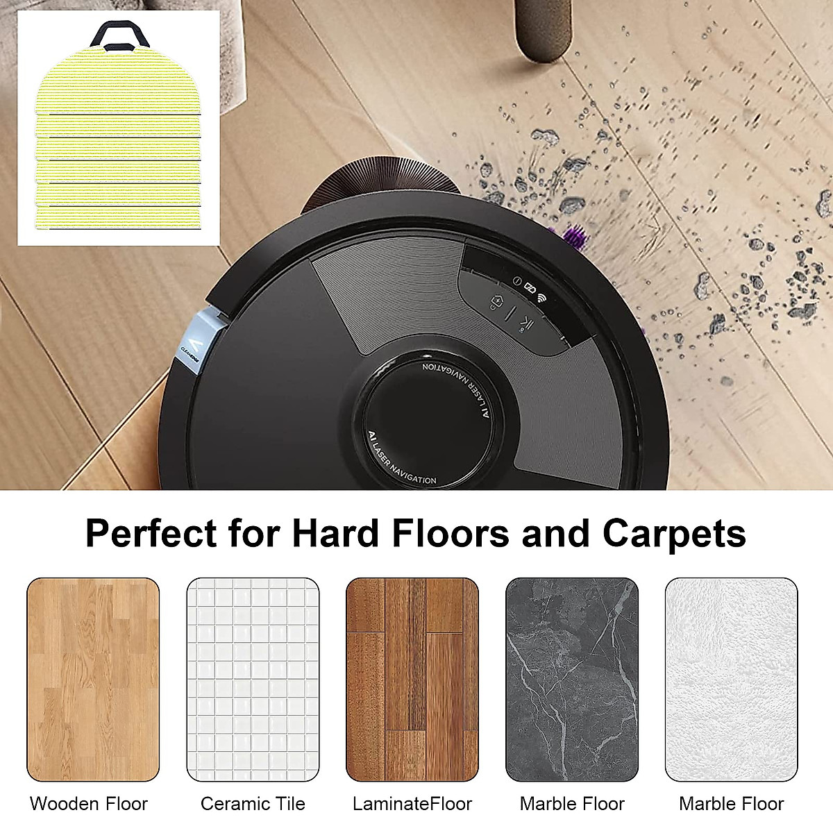 Fixbetter 6 Pcs Mop Pads for Shark RV2610WA AV2610WA RV2620WD RV2410WD AI Ultra 2- in-1 Robot Vacuum, Washable Reusable Mopping Pad Replacement Accessories