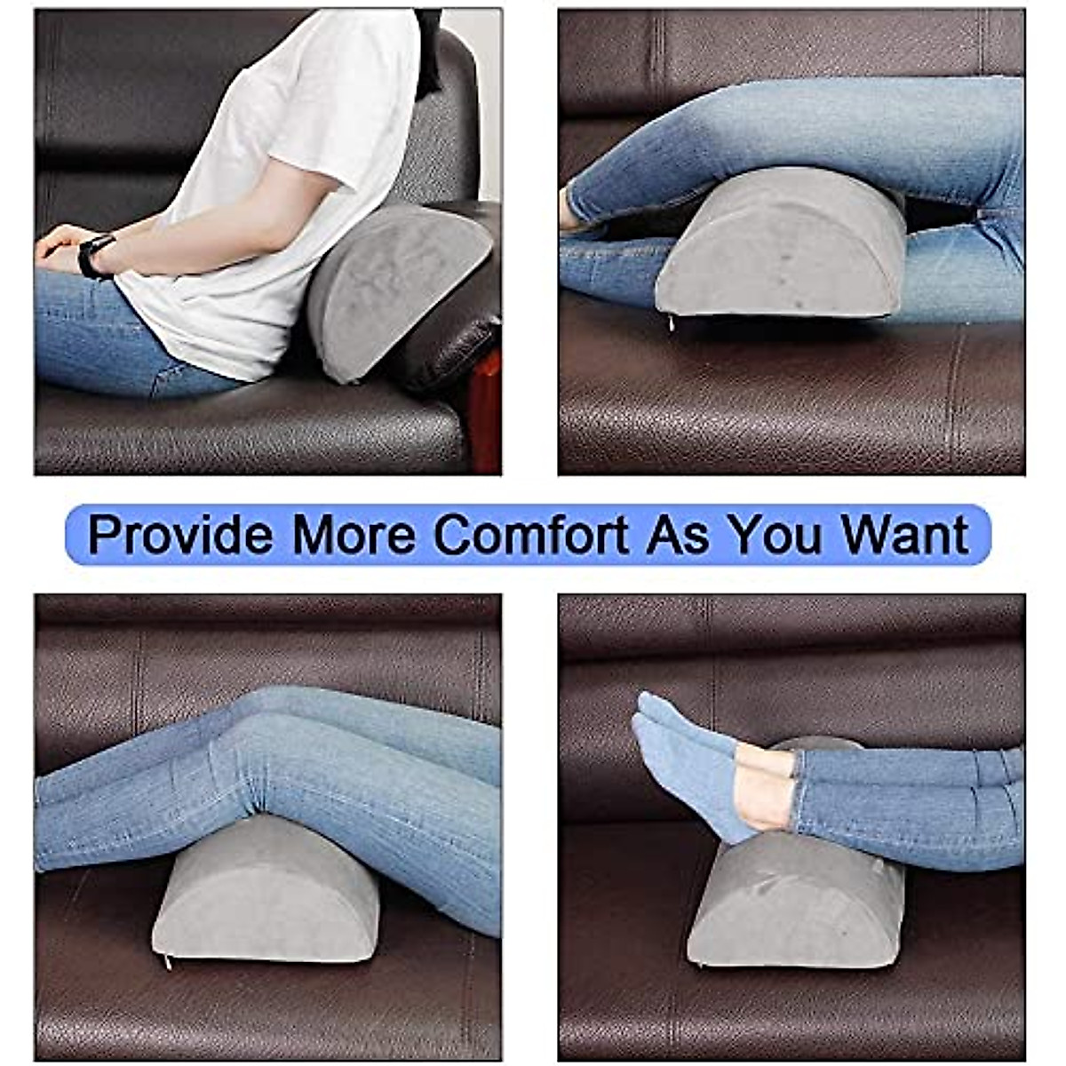 Footrest for Under Desk with Non-Slip Massaging Micro Beads Base Firm Foam Half-Cylinder Ergonomic Footstool for Home Office Desk Airplane Travel (Black B)