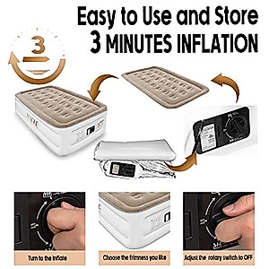 NXONE Air Mattress,Inflatable Single Airbed Luxury Double High Self Inflation Deflation Twin Air Mattress with Electric Built-in Pump, Blow Up Guest Bed for Home Portable Camping Travel,550lb