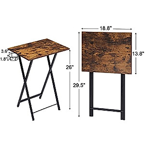 VECELO Foldable TV Tray Portable Wooden Snack Table for Livingroom, Bedroom, Office, Tiny Desk, Rustic Brown, 2 Count (Pack of 1)