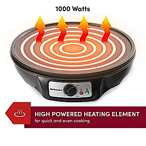 Elite Gourmet ECP-126 Electric Crepe Maker, Pancake, Hot Cakes and Non-stick Griddle with Spreader, Spatula and Recipes, 12", Black